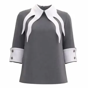 JULIA ALLERT Semi-formal Blouse With Double Contrasting Details - Grey