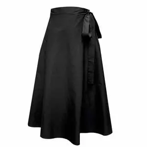 FROCK TALES Illusion Wrap Midi Skirt In With Pockets - Black