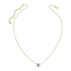 HEATHER HAWKINS Emerald Cut Gemstone Necklace With Labradorite And Goldfill - Blue