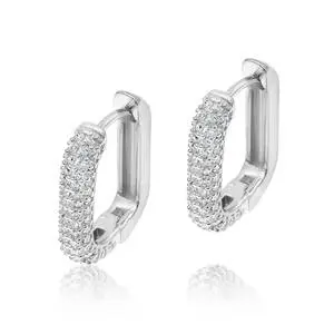 SHYMI Pave Box Domed Mini Hoops - Silver