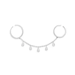 SHYMI Two Finger Bezel Set Adjustable Ring Pear - Silver