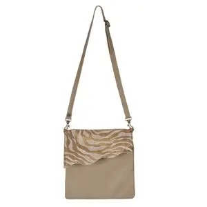 OWEN BARRY Stevie Crossbody Bag With Zebra Print Cowhide - Gold