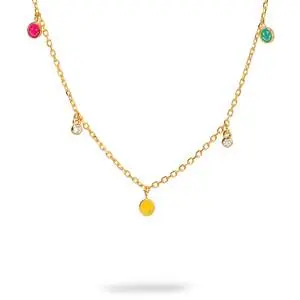 EBRU JEWELRY Rainbow Smiley Face Sterling Silver & Diamond Choker Necklace - Gold