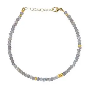 BOMBYX HOUSE Gold / Grey Labradorite Gold Bead Bracelet - Gold/grey