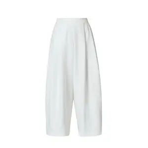 LIA ARAM Wrap-around Cotton-blend Trousers - White
