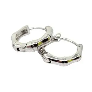 HARFI Bamboo Everyday Sterling Huggie Hoop Earrings - Silver