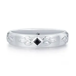AZURA JEWELRY NEW YORK Shadow Leaf Ring White Gold Vermeil - Silver