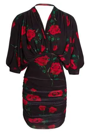 SARVIN Ruched Batwing Mini Dress