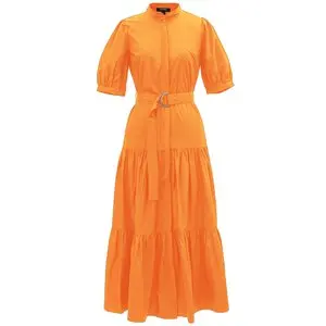 SMART AND JOY Cotton Tiered Shirt Dress With Belt