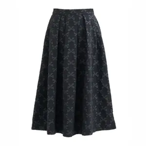 LOUCHE Belita Bow Jacquard Midi Skirt - Black