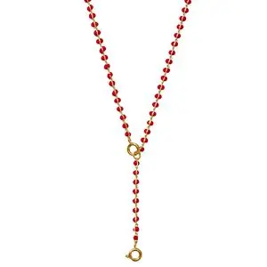 ALEXIE OF ATHENS Enamel Strand Drop Chain Charm Necklace - Red