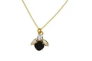 VICKISARGE The Bee Necklace In Gold Long - Black