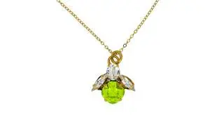 VICKISARGE The Bee Necklace In Gold Long - Green