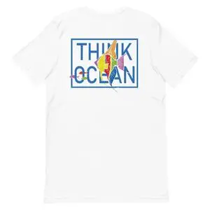 ANCHOR & CREW Think Ocean Fish Fluorescence Cotton Embroidered T-shirt - White