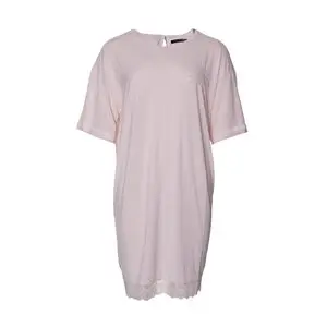 PRETTY YOU Bamboo Lace Tee Dress In Powder Puff - Grey