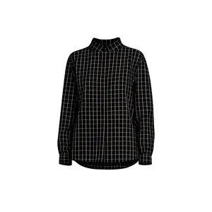 TANTRA SPAIN SL Mandarin Collar Checkered Shirt With Embroidered Details - Black