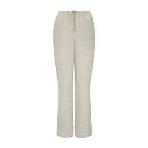 THE SUMMER EDIT Neutrals Pearl Luxe Linen Drawstring Trouser Natural - Black/blue