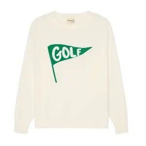 ELLSWORTH + IVEY Riley Crewneck Sweater Golf Pennant - White