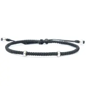 HARBOUR UK Equilibrium Silver Rope Bracelet - Black