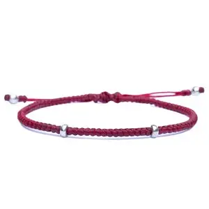 HARBOUR UK Equilibrium Silver Rope Bracelet - Red