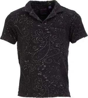 LORDS OF HARLECH Johnny Towel Paisley Polo Shirt - Black
