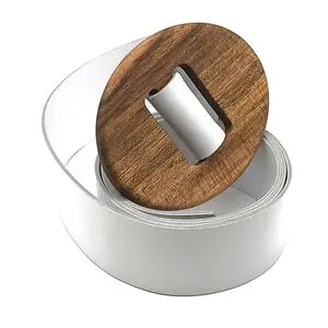 WOOD BELT Iguacu Pure 409 Unique Walnut Wood Leather Belt - White