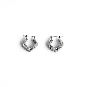 SUPERDIVAJEWELLERY Crystal Diamante Hoop Earrings - Silver