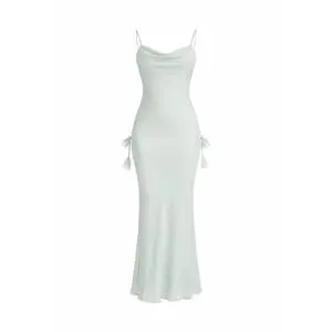 ICON LEVA Lyra Chiffon Open Back Dress With Petal Cascade Sage