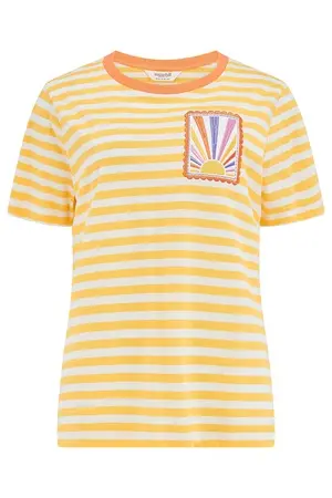 SUGARHILL BRIGHTON Maggie T-shirt Off White, Rainbow Sunshine - Yellow