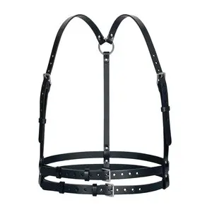 HAUTE CUIR Leather Double Belt Harness - Black