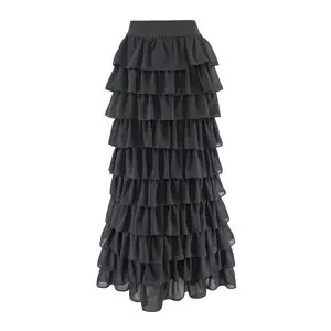 SILVIA SERBAN Veil Skirt With Adjustable Length - Black