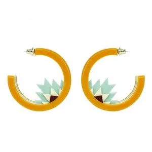 GISSA BICALHO Handmade Acrylic Earring Hoops Kuntur Mustard - Yellow