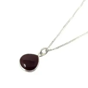 HARFI Red / Silver Dark Ruby Gemstone Sterling Silver Necklace - Red/silver