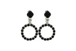 VICKISARGE The Small Hoop Earrings In Platinum Pierced - Black