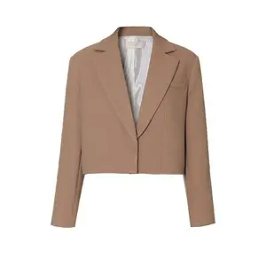 AGGI BY HALEWSKI Neutrals Amanda Classic Short Single Breasted Blazer - Beige