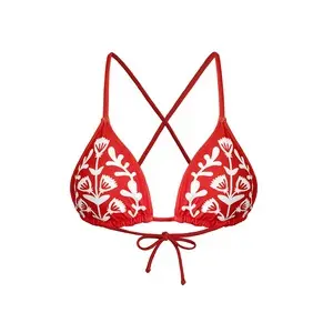 JESSIE ZHAO NEW YORK Red / White Coral Garden Reversible Triangle Bikini Top - Red/white