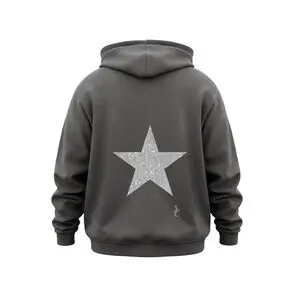 AURA & CO Silver / Grey Stockholm Gray Glitter Star Hoodie - Silver/grey