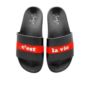ZENZEE Black / White / Red Cest La Vie Slide Sandals - Black/white/red