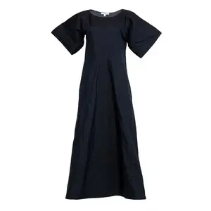 BIANCA POPP Navy Taffeta Dress With Volumetric Sleeves