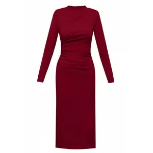 ALINA CERNATESCU Kaira Dark Mini Cocktail And Office Lyocell Draped Bodycon Dress - Red