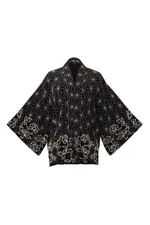 ARTEMIS MUSE Asanoha & Peony Embroidered Kimono