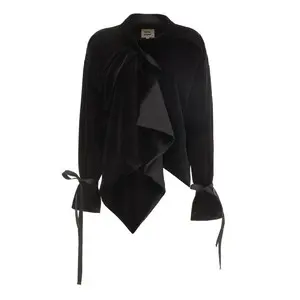 JULIA ALLERT Evening Velvet Wrap Jacket With Silk Lining - Black