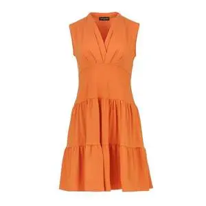 CONQUISTA Sleeveless V-neck Jersey Dress - Orange