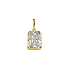 LINYA JEWELLERY Rectangular Crystal Charm - White
