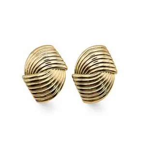 MISS CECILIA Ripple Oversized Ear Studs - Gold