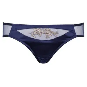 EMMA HARRIS Elsa Silk And Mesh Brief - Blue