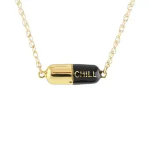 Kris Nations Big Chill Pill Chain Necklace & Gold Filled - Black