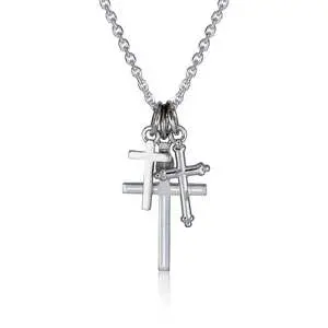 CARTOGRAPHY Trinity Necklace Trio Of Sterling Crosses - Silver