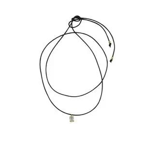 LINYA JEWELLERY Leather Rope White Crystal Stone Necklace Choker - Black