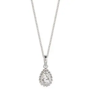 CHARLOTTE'S WEB JEWELLERY White / Silver April Birthstone Sterling Silver Necklace White Topaz - White/silver